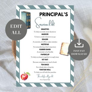 Principal Survival Kit Printable: Back to School Gift Tag (editable ...