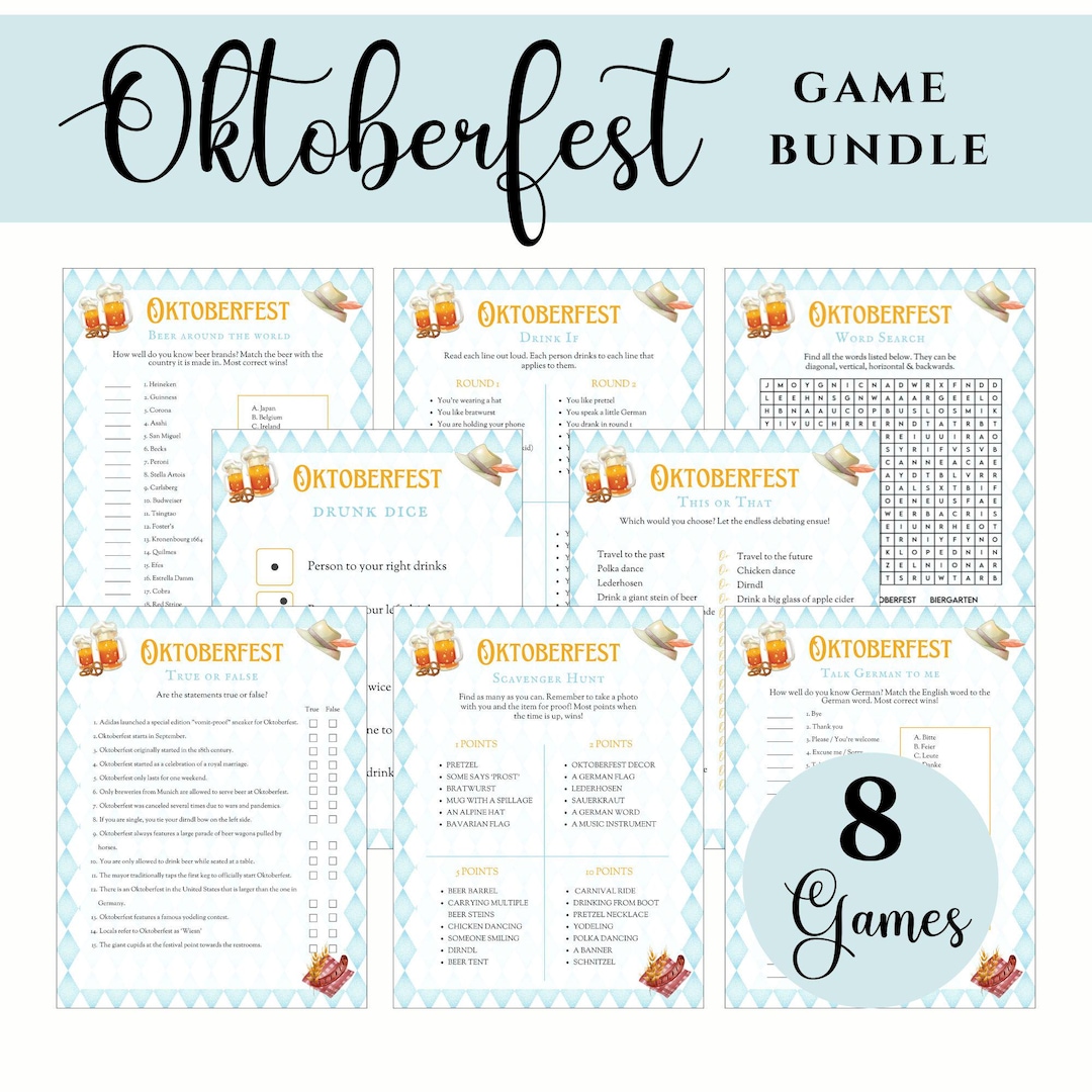 Oktoberfest Party Game Bundle: Printable Trivia, Scavenger Hunt ...