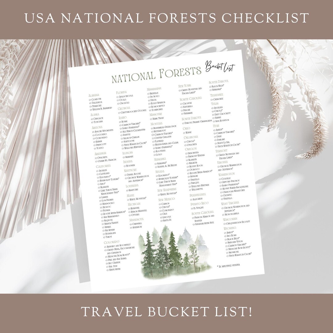 USA National Forests Checklist, Travel Bucket List, US Park Service ...