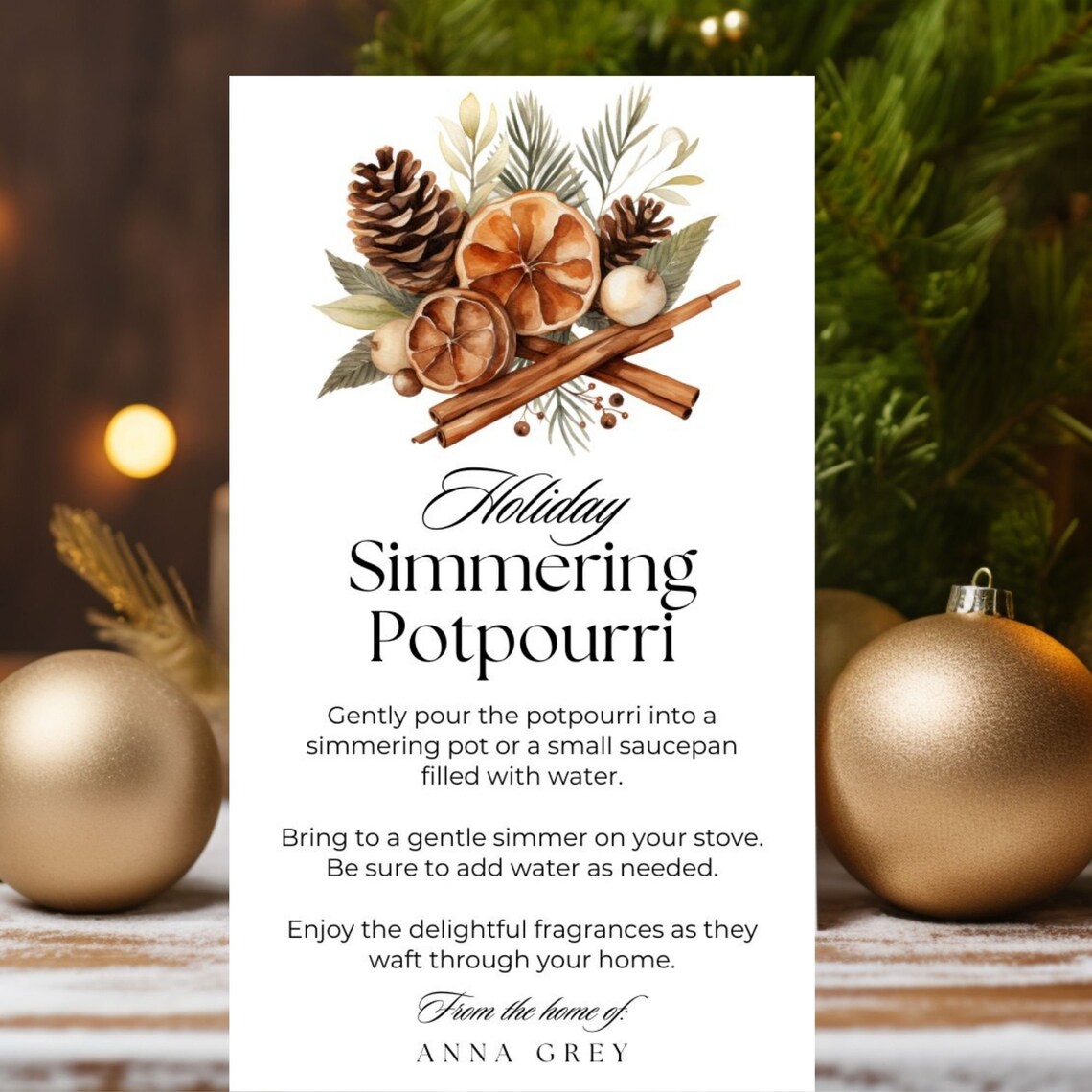Christmas Potpourri Printable Gift Tag, Editable Label (digital ...
