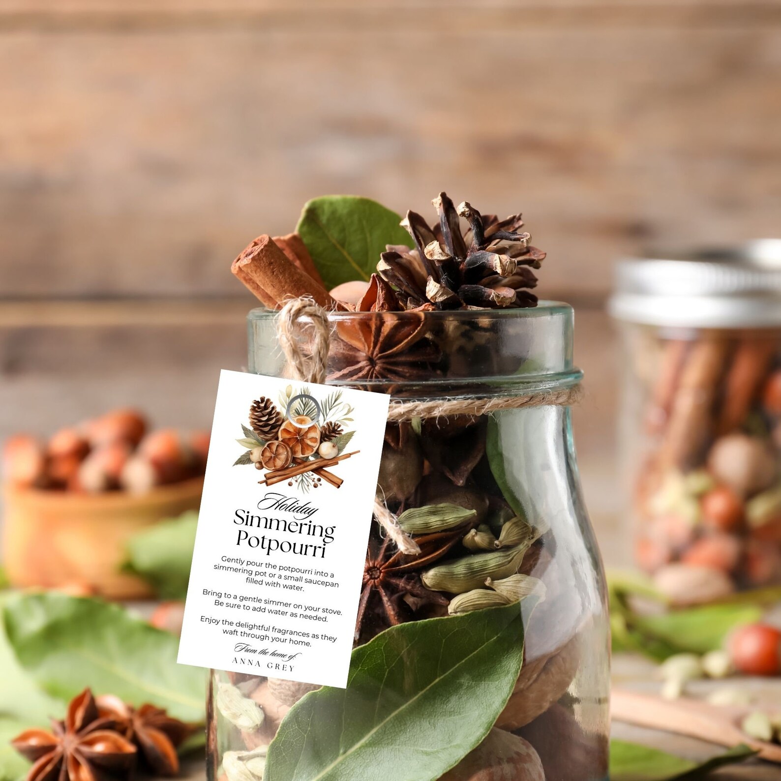 Christmas Potpourri Printable Gift Tag, Editable Label (digital ...