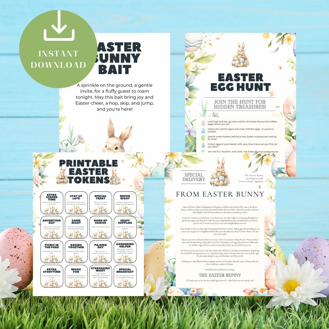 Easter Bunny Bundle, Letter, Bunny Bait, Egg Hunt Sign, Easter Egg ...