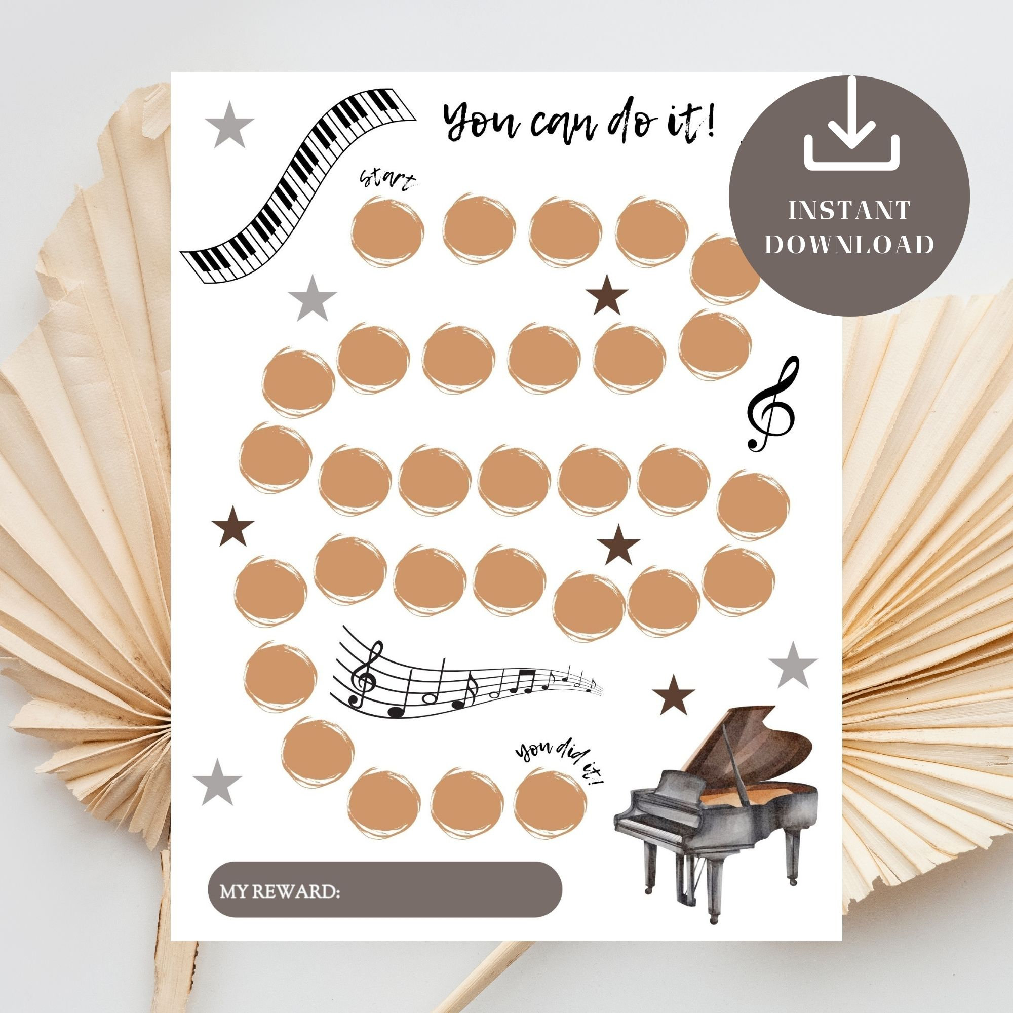 Piano Reward Chart, You Can Do It, Printable Behavior, Children Daily ...