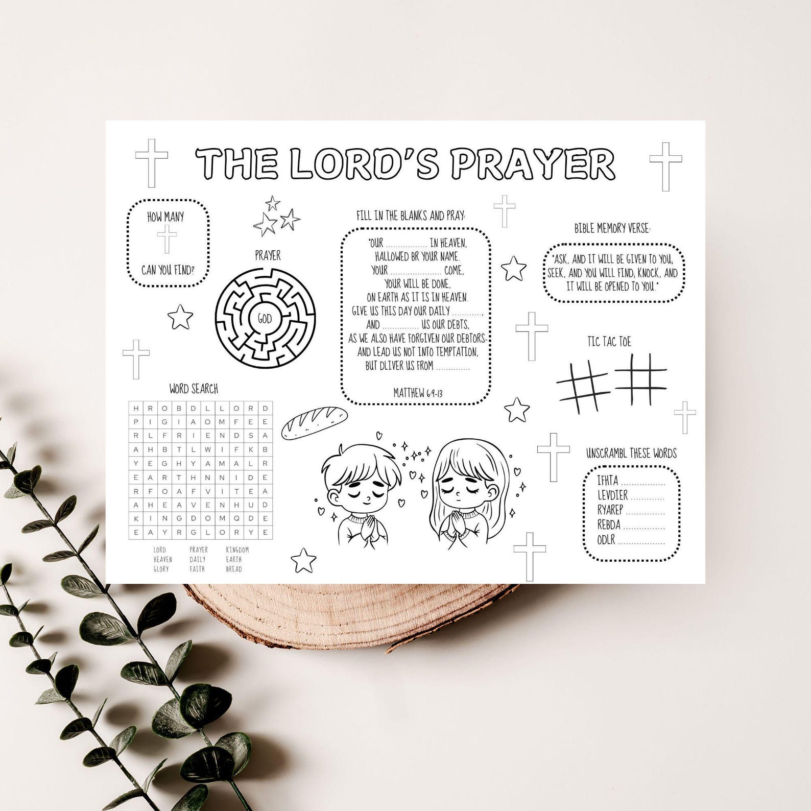 The Lord’s Prayer Activity for Kids, Lords Our Father Coloring Page ...