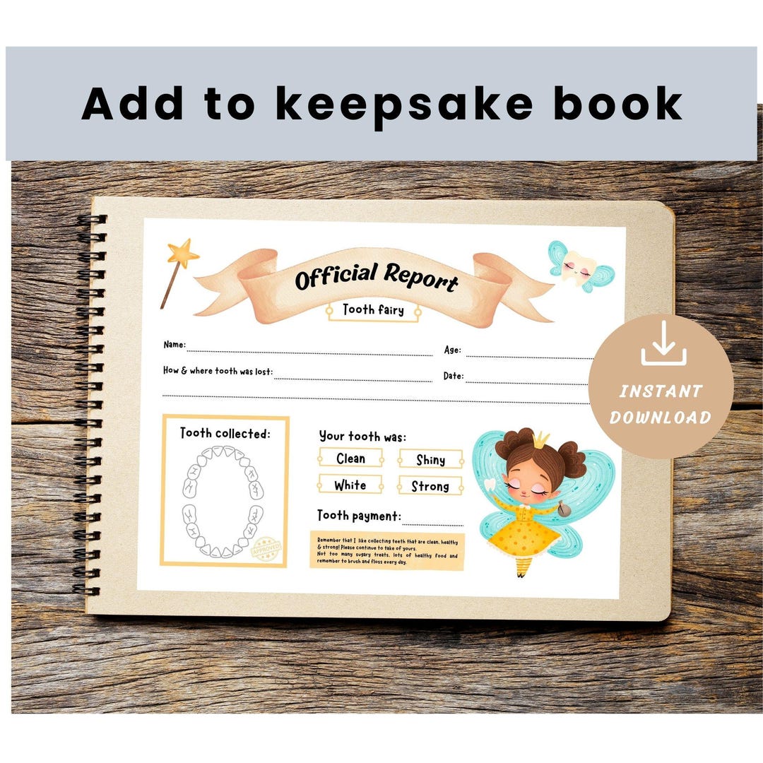 Tooth Fairy Official Report Letter, Receipt for Girls Boys, Certificate ...