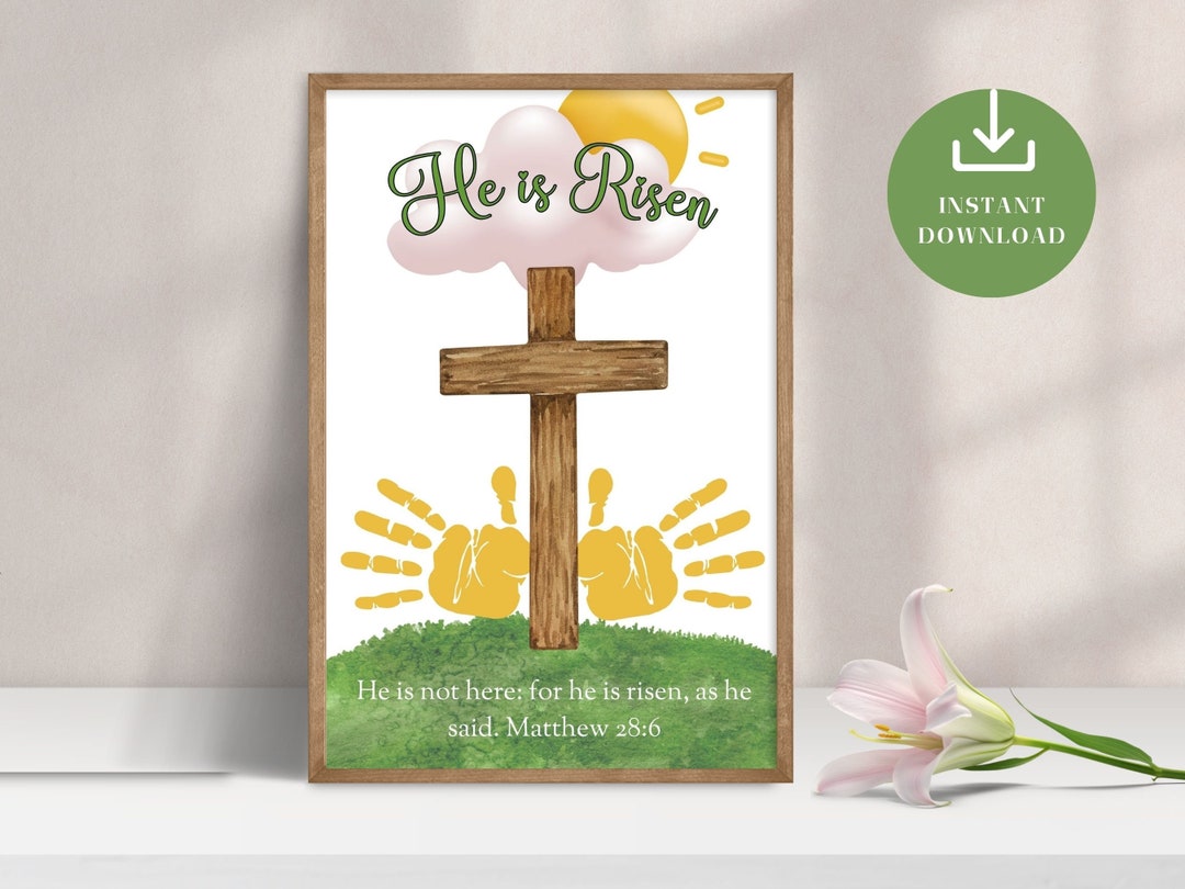 He is Risen Handprint Craft, Easter Kids Homemade Art, Keepsake ...