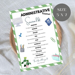 Administrative Assistant Survival Kit Tag: Editable Printable (PDF) - Etsy