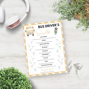 Bus Driver Survival Kit Printable: Appreciation Gift Tag (editable ...