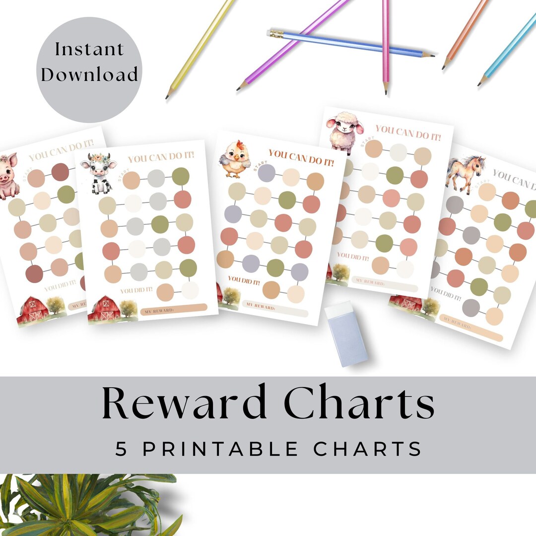 Reward Chart Farm Animals, Cute Printable Behavior Chart, Children ...