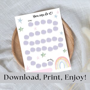 Rainbow You Can Do It Reward Chart, Girl Printable Behavior, Children ...