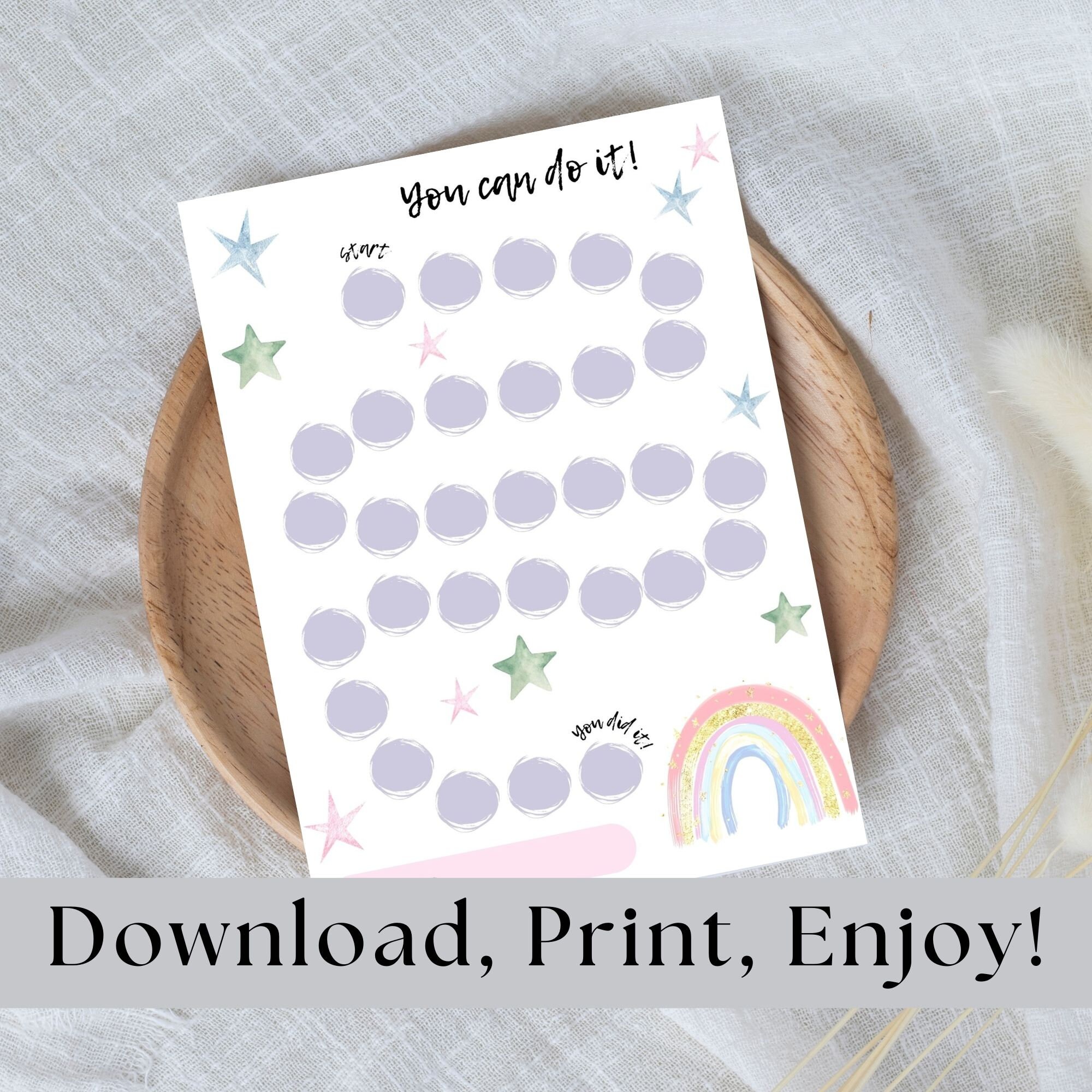 Rainbow You Can Do It Reward Chart, Girl Printable Behavior, Children ...