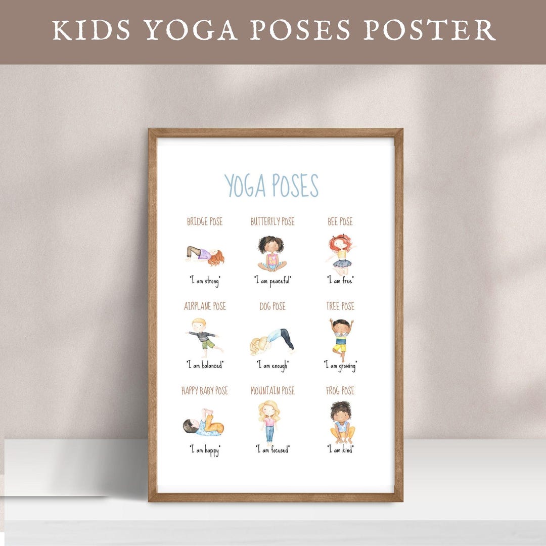 Kids Yoga Poses Poster, Printable Calm Down Activity Sign, Movement ...