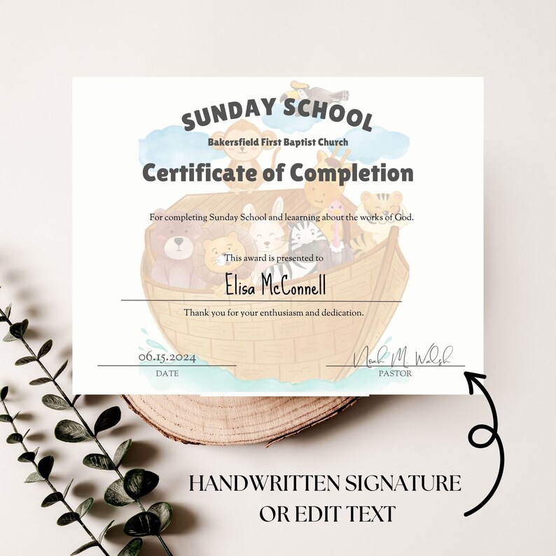 Editable Sunday School Certificate: Vacation Bible School Diploma ...