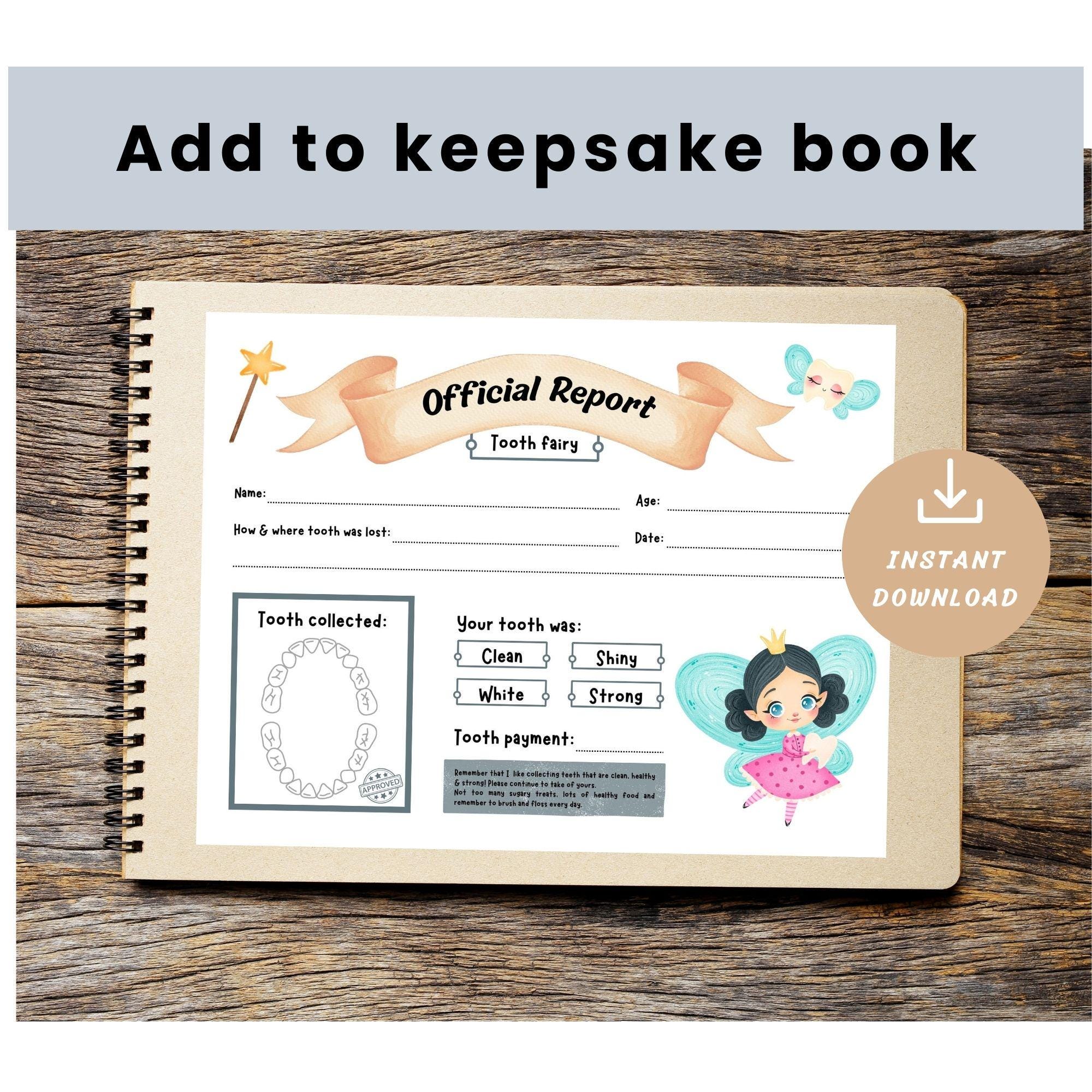 Tooth Fairy Certificate for Losing Teeth, Lost First Tooth, Receipt for ...