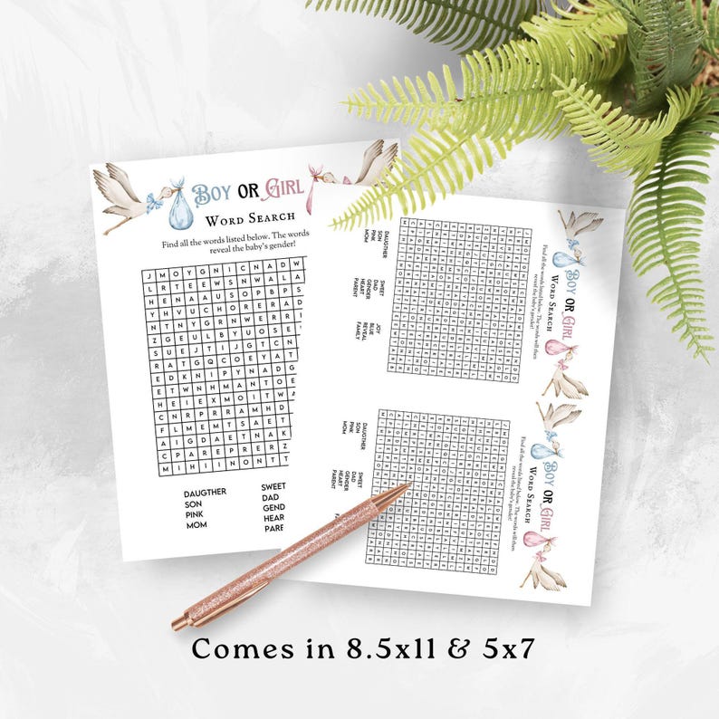 It's a Boy Puzzle: Gender Reveal Word Search (printable DIY) - Etsy