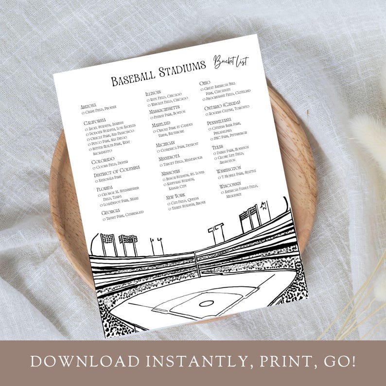 US Baseball Stadiums Bucket List: Travel Checklist (PDF) - Etsy