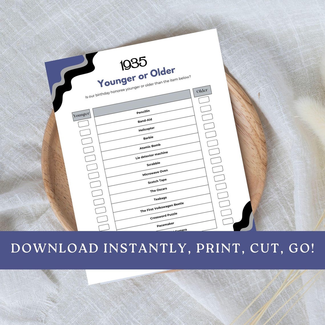 1935 Trivia Game: 90th Birthday Party Activity (digital Download) - Etsy