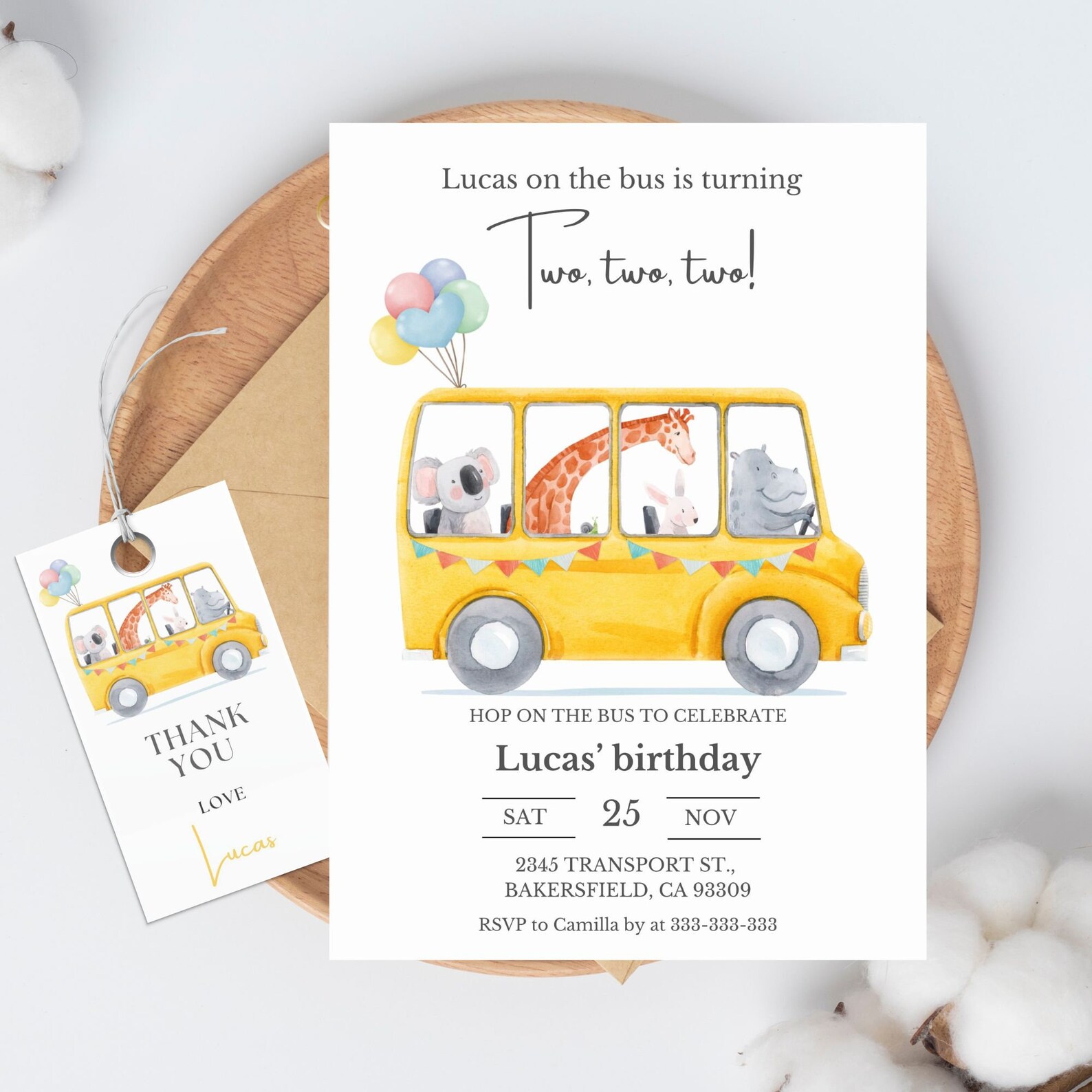 School Bus Birthday Invitation, Wheels on the Bus Party, the Toddler on ...