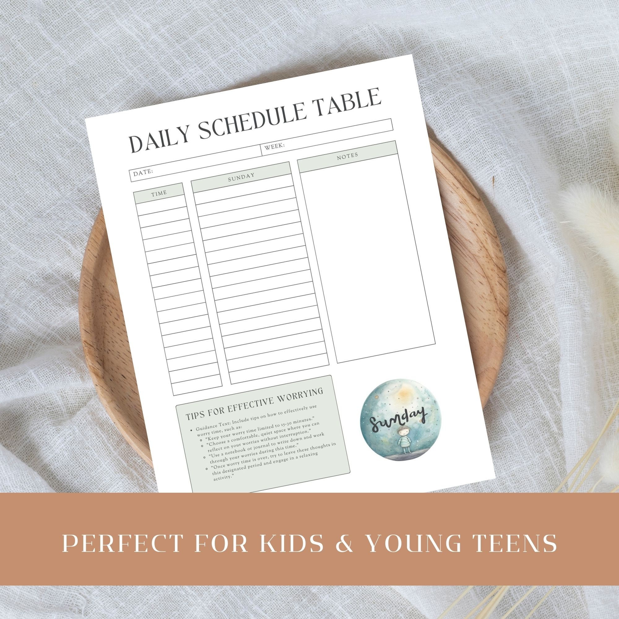 Worry Scheduler Planner, Kids Mental Health, Emotional Intelligence for ...