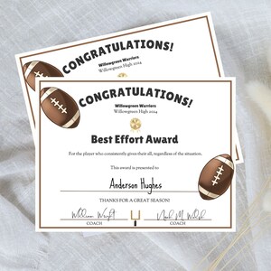 Editable Football Award Certificates, Award Ceremony Certificates, End ...