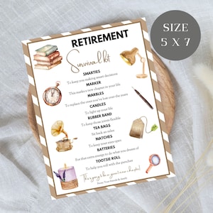 Retirement Survival Kit Card: Fun Farewell Gift (editable PDF) - Etsy