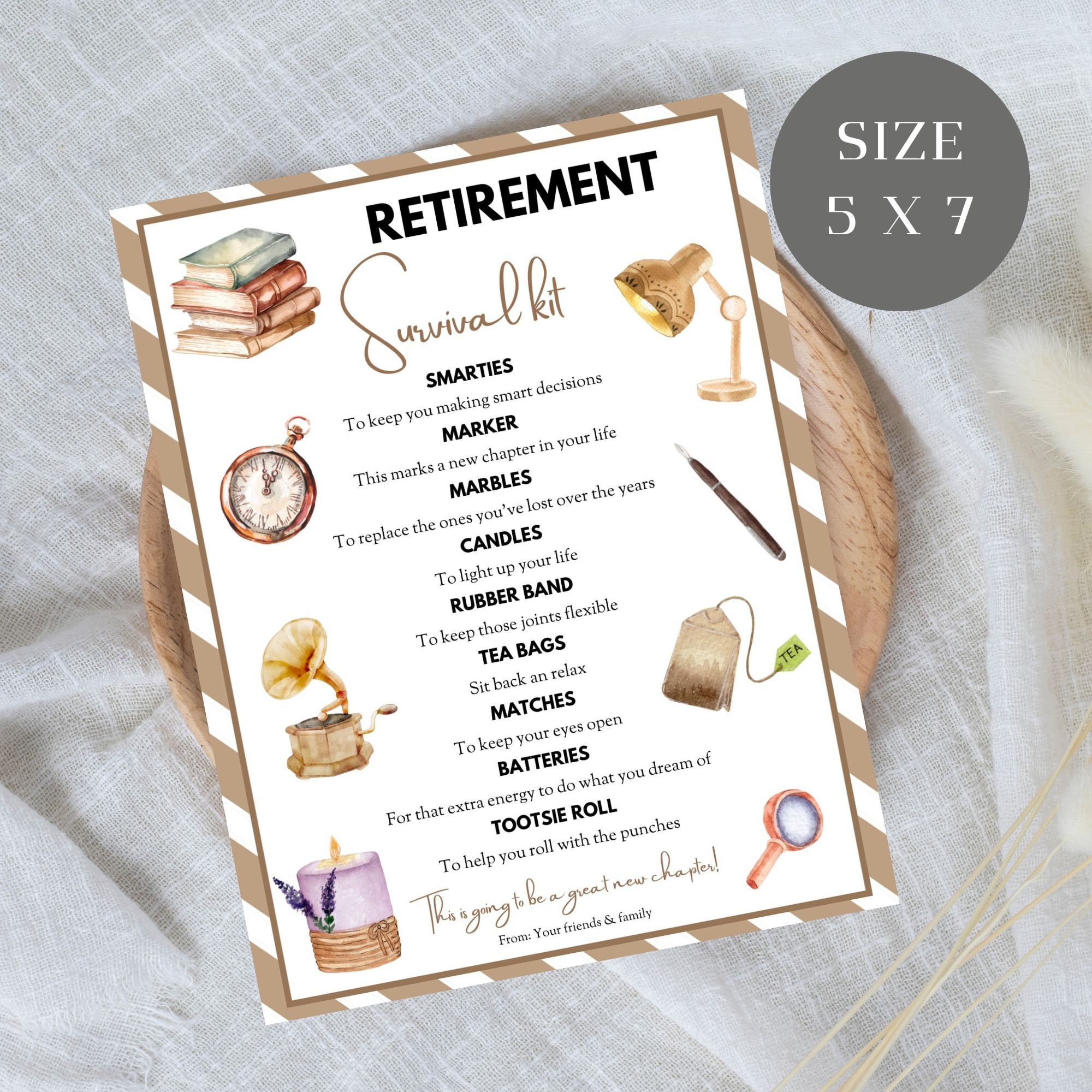 Retirement Survival Kit Card: Fun Farewell Gift (editable PDF) - Etsy
