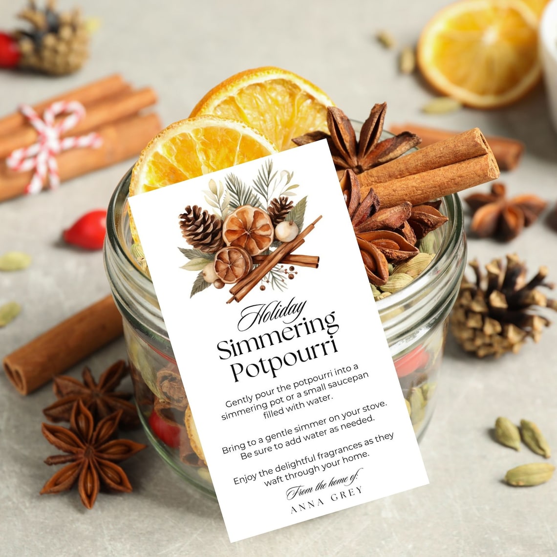 Christmas Potpourri Printable Gift Tag, Editable Label (digital ...