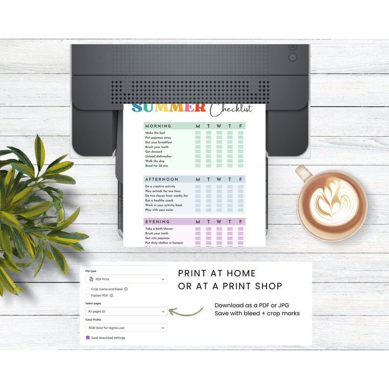 Editable Summer Daily Checklist for Kids: Chore Chart (canva Template ...