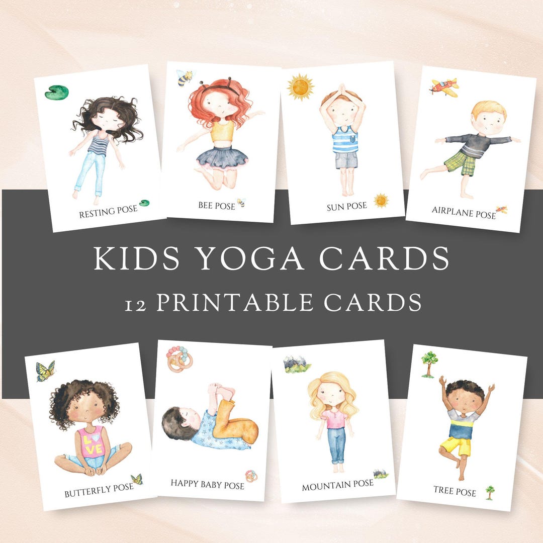 Kids Yoga Poses Cards, 12 Printable Calm Down Activity, Kids Movement ...