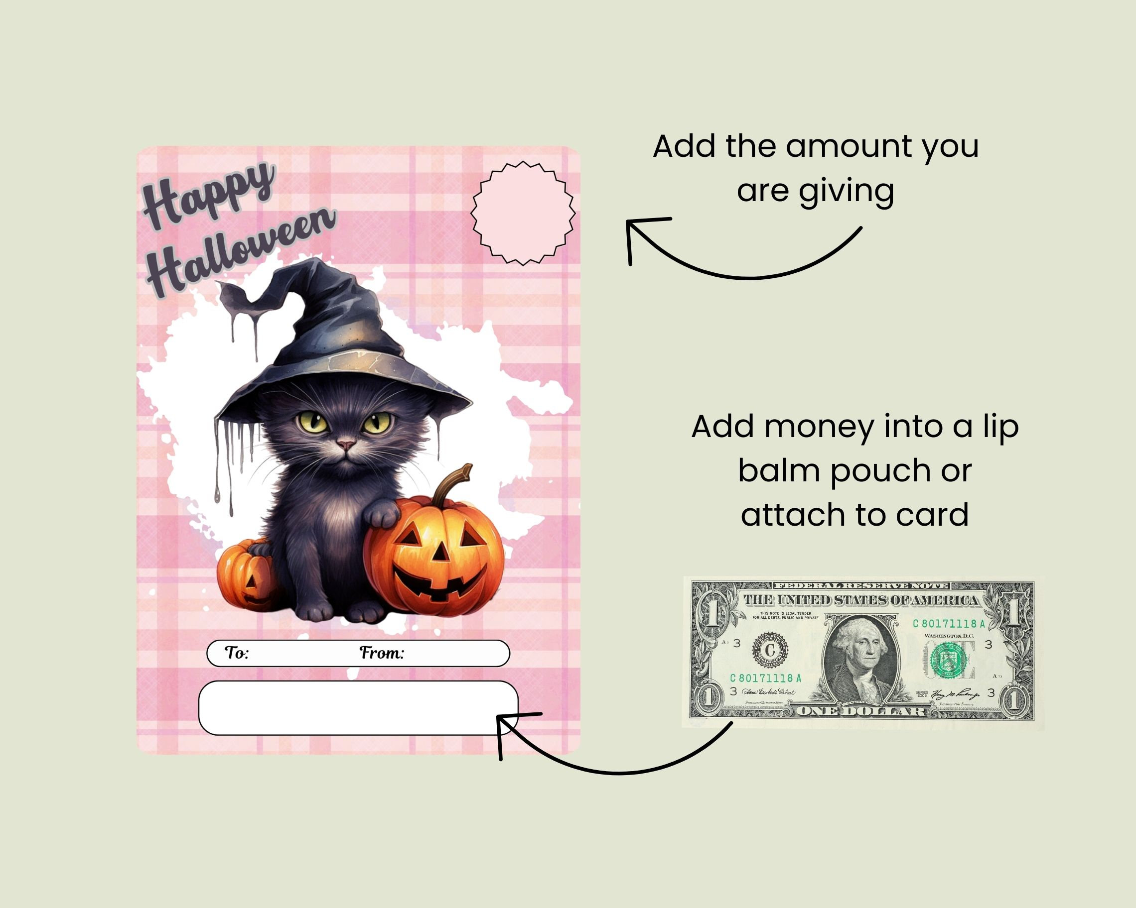 Halloween Money Card Holder Printable PNG Designs. Halloween Money Card ...