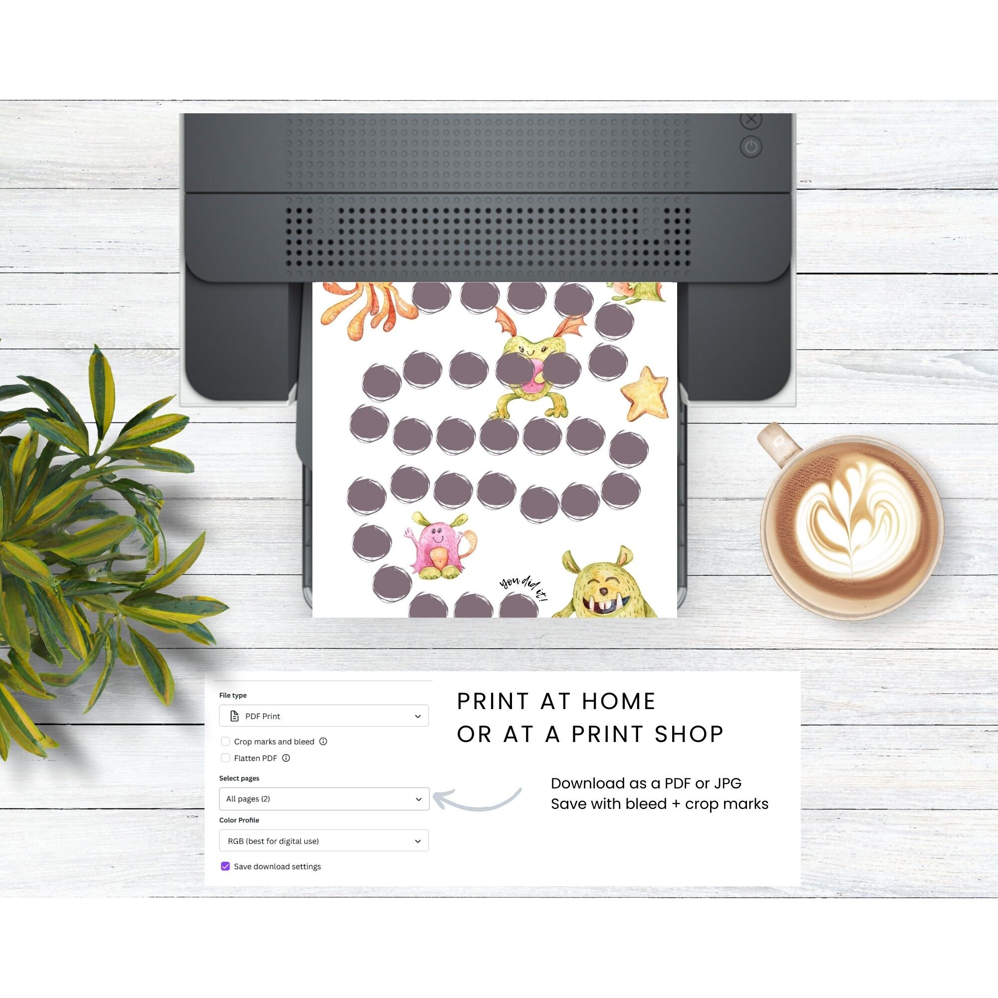 Cute Monsters You Can Do It Reward Chart, Printable Behavior, Pink ...