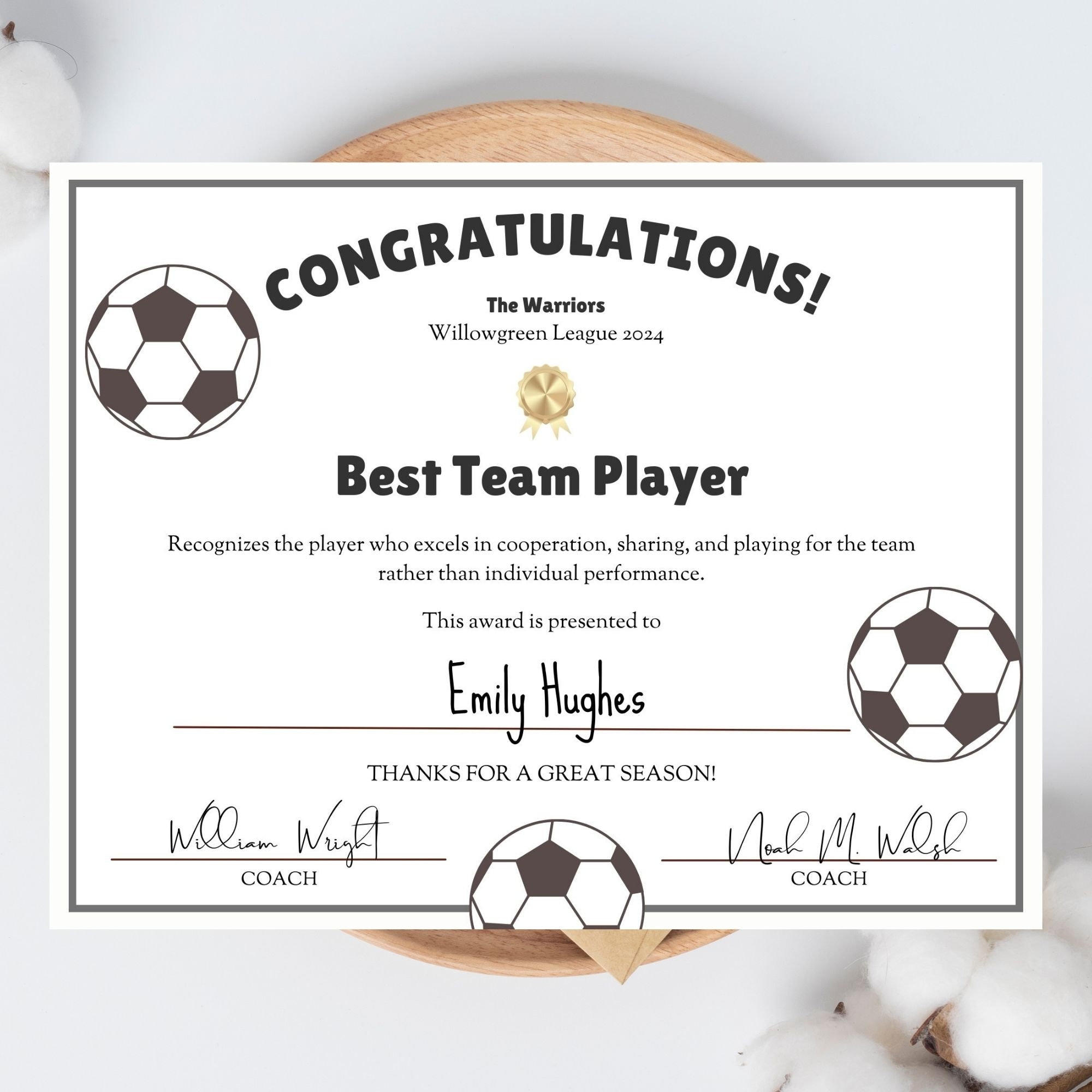 Editable Soccer Award Certificates: Team Party Printables (canva ...