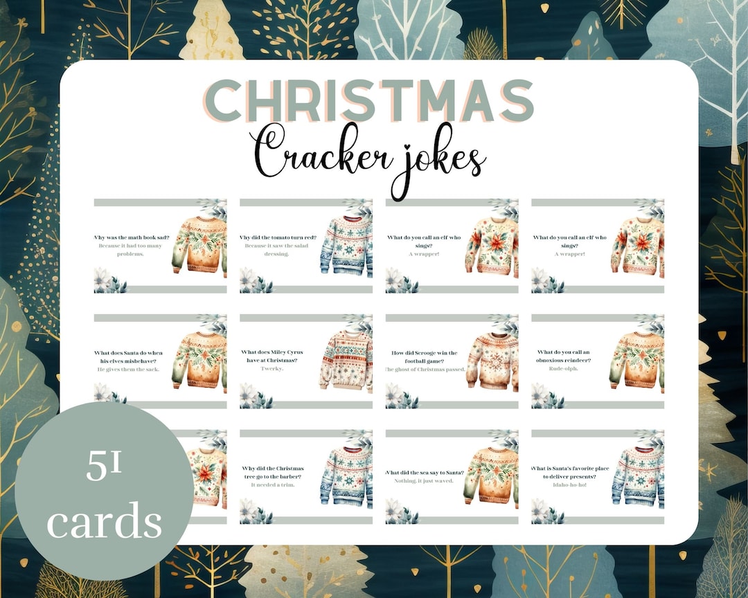 Christmas Cracker Jokes, Funny XMAS, Instant Download, Fun & Easy ...