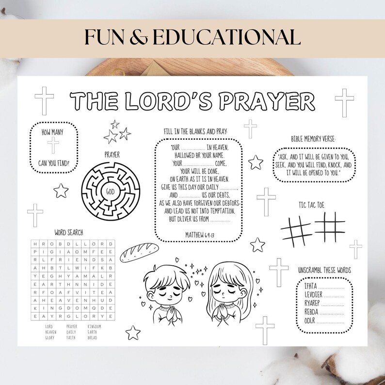 The Lord’s Prayer Activity for Kids, Lords Our Father Coloring Page ...