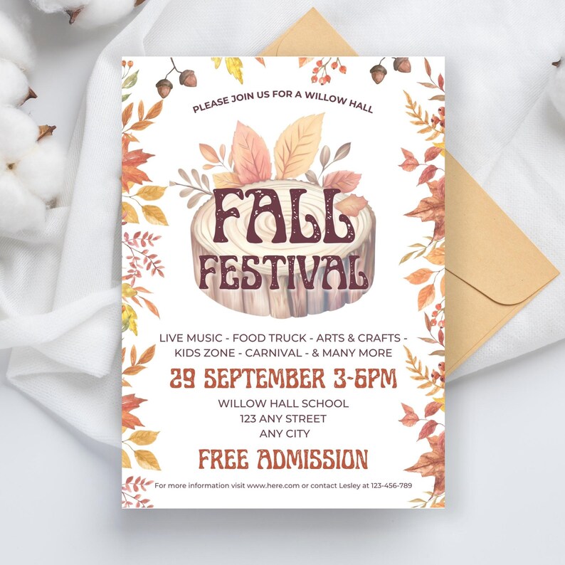 Editable Fall Harvest Festival Flyer: Autumn Thanksgiving Invite ...