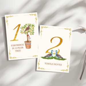 12 Days of Christmas Printable Cards, Twelve Days of Xmas Set, Instant ...