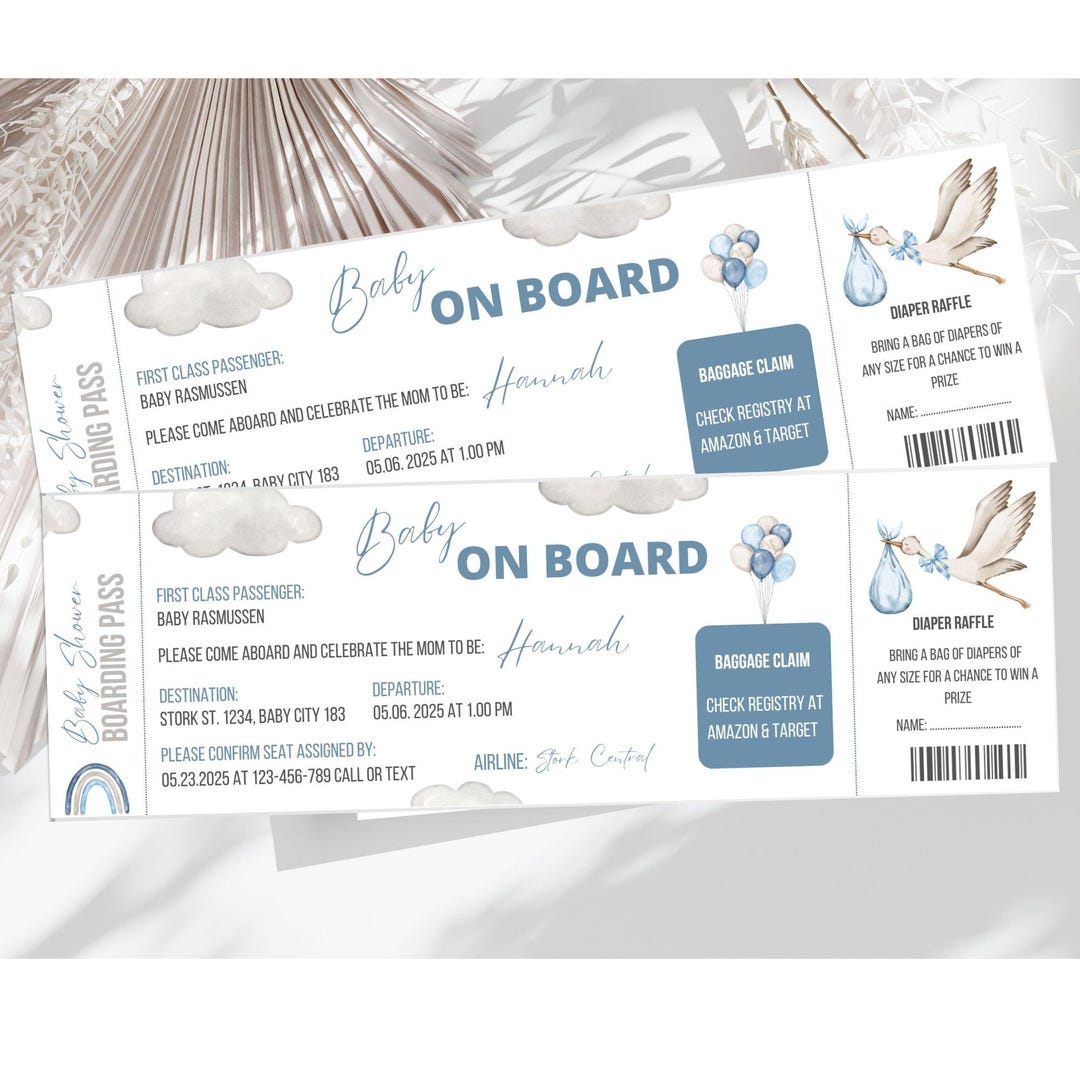Travel Themed Baby Shower Boarding Pass Invitation (editable PDF) - Etsy