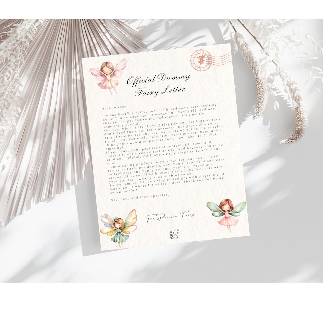 Editable Dummy Fairy Letter, Giving Away Dummies, Pacifier Diploma, Kid ...