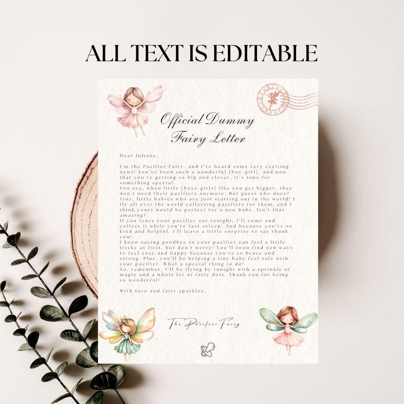 Editable Dummy Fairy Letter, Giving Away Dummies, Pacifier Diploma, Kid ...