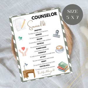 Counselor Survival Kit Card: Back to School Thank You Gift (editable ...