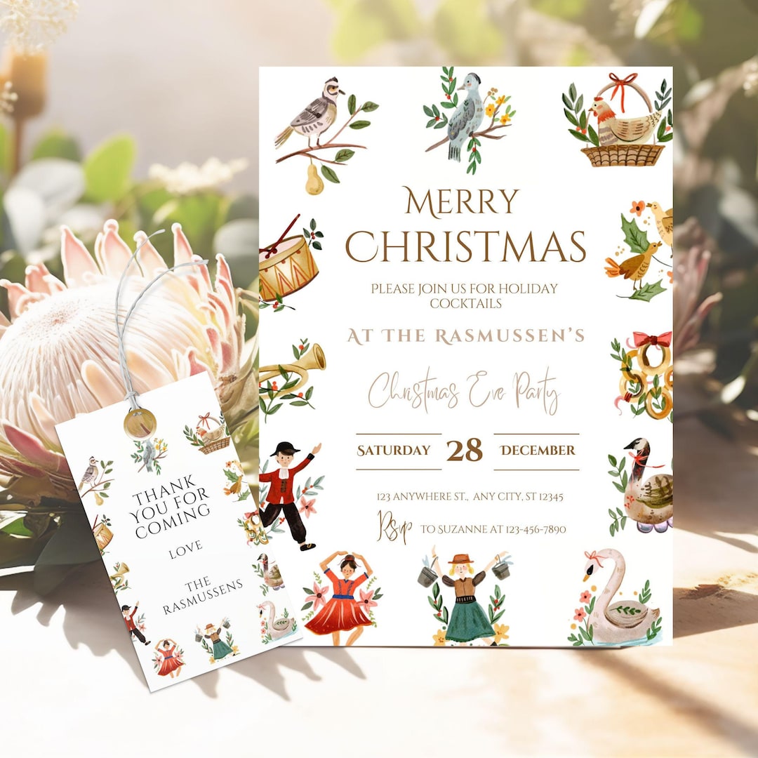 12 Days of Christmas Party Invitation: Festive Holiday Event (editable ...