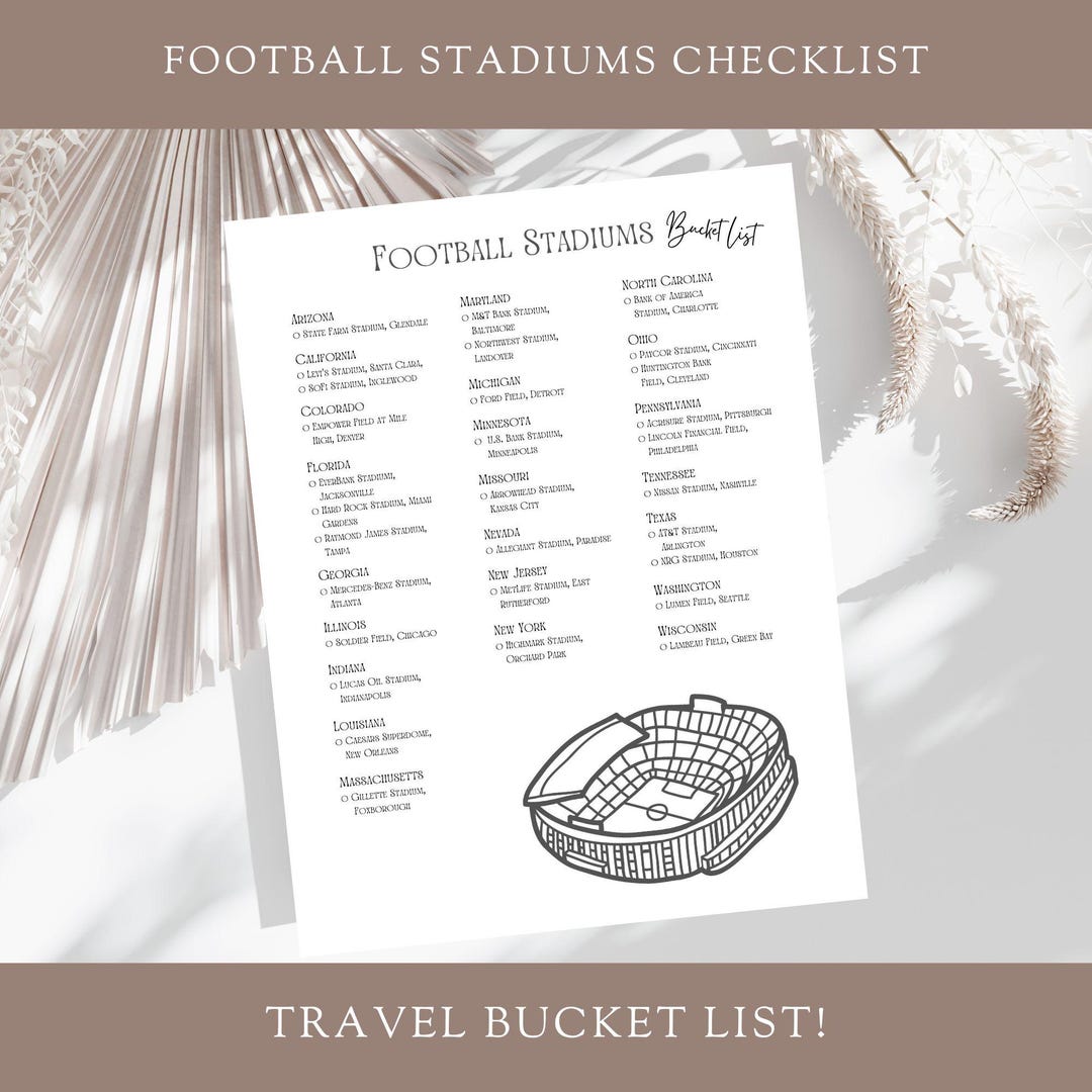 US Football Stadiums Bucket List: Travel Checklist (PDF) - Etsy