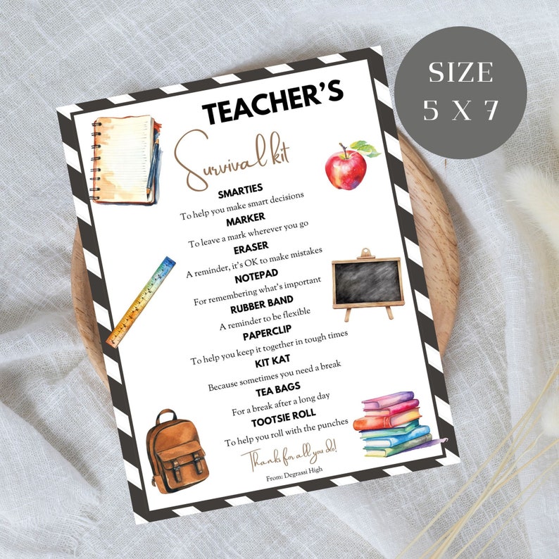 Teacher Survival Kit Printable, Back to School, Pta Pto, Appreciation ...