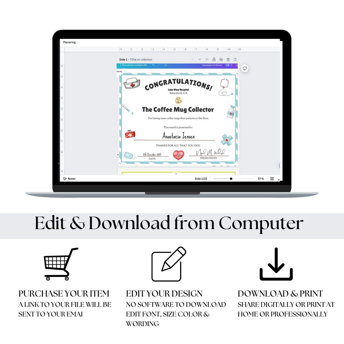 Funny Nurse Award Certificates: 115 Editable Templates (canva) - Etsy