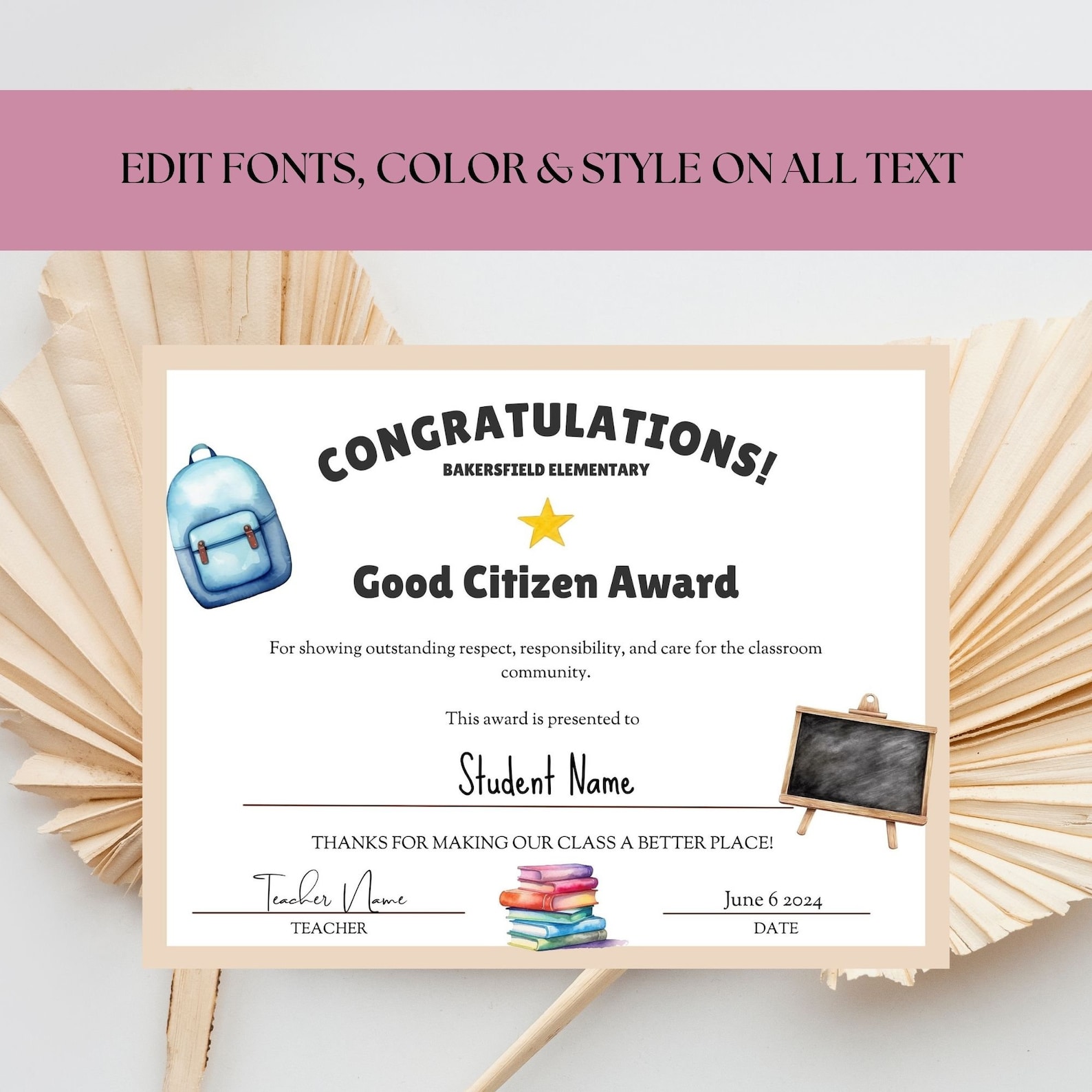 Classroom Awards Certificate, End of School Year Achievement, Students ...