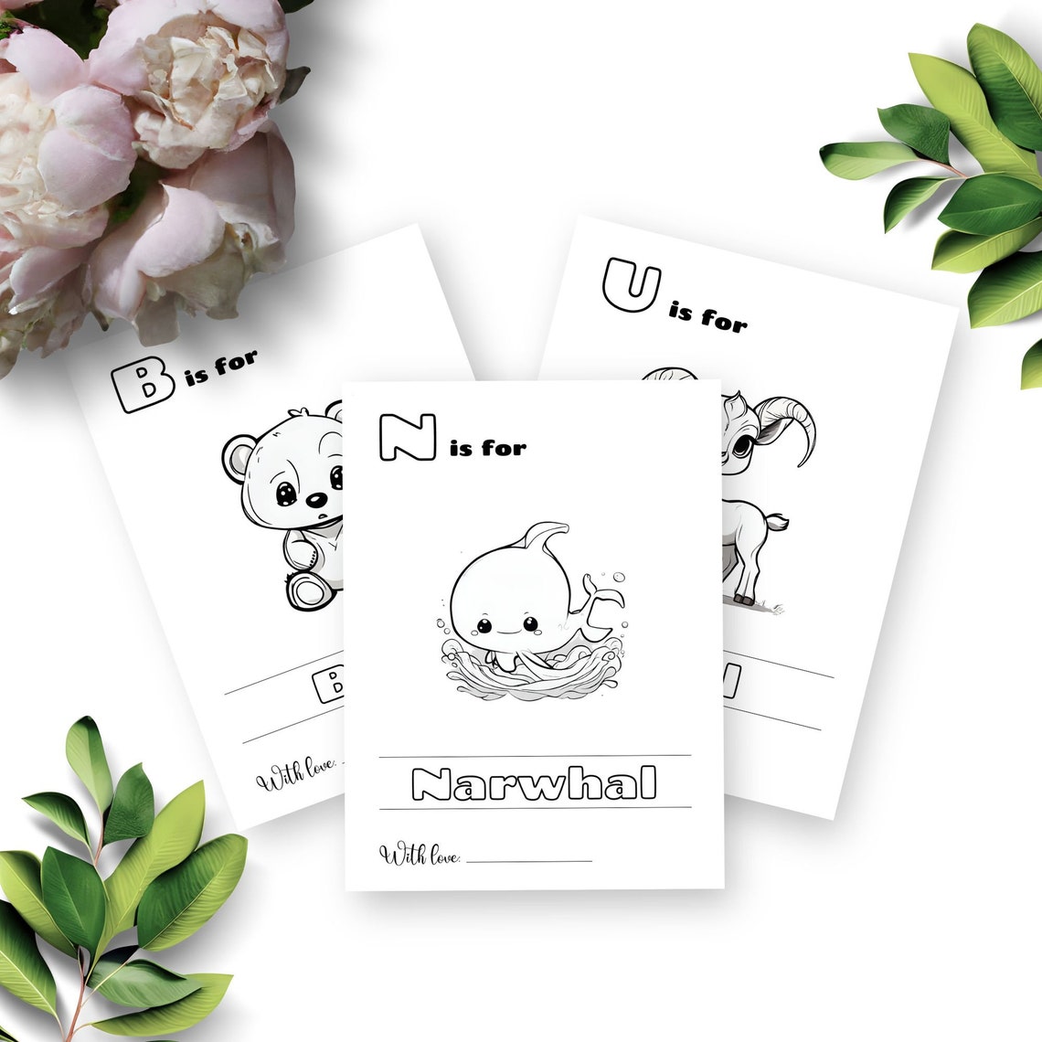 Baby's First ABC Book Baby Shower Game, Animal Alphabet Coloring Pages ...
