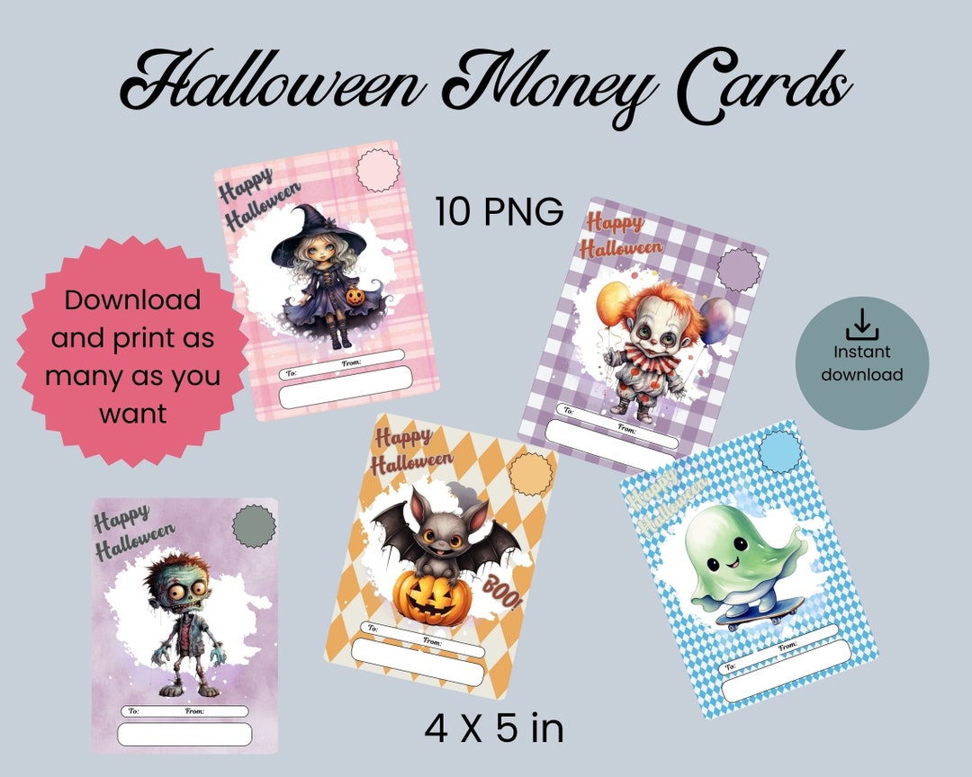 Halloween Money Card Holder Printable PNG Designs. Halloween Money Card ...