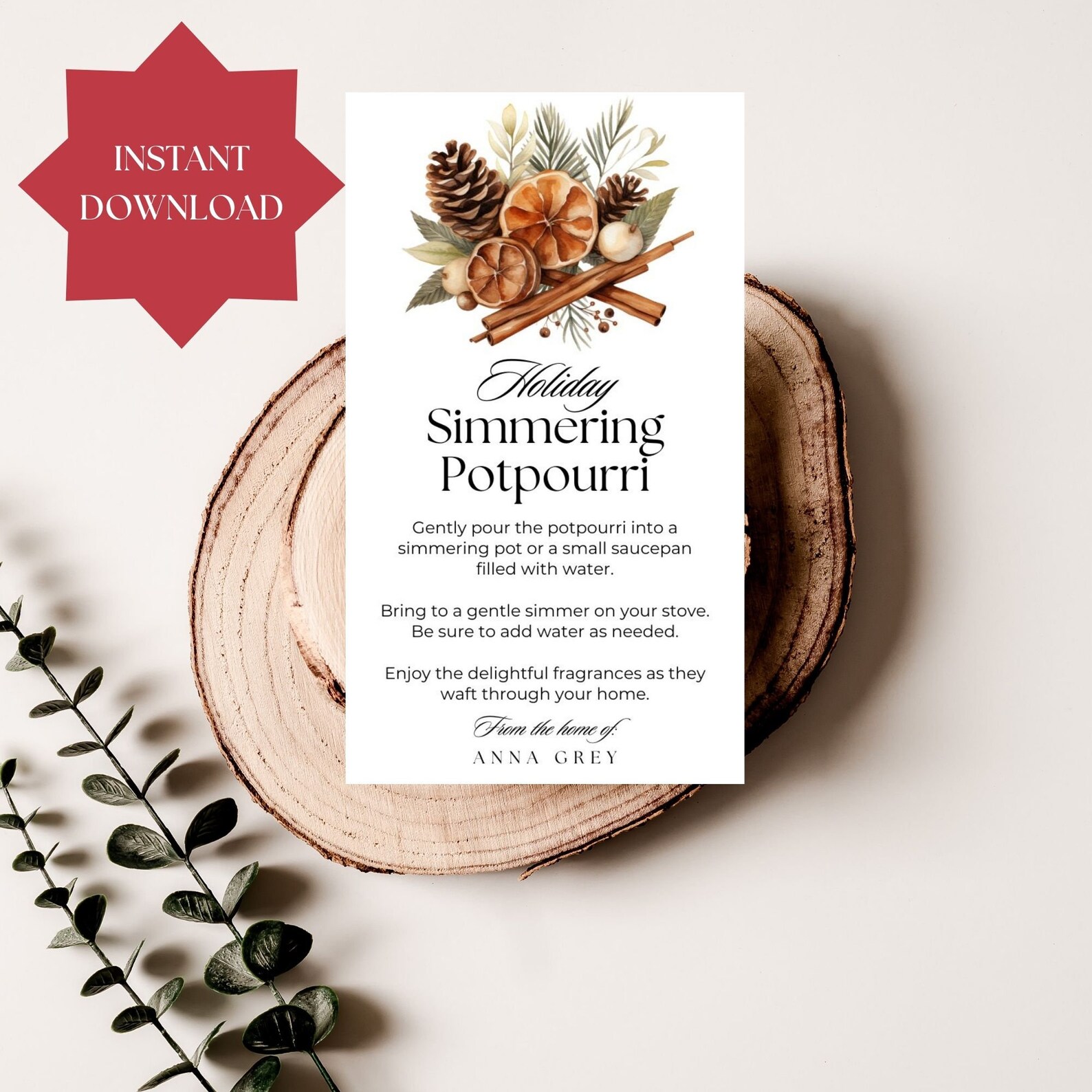 Christmas Potpourri Printable Gift Tag, Editable Label (digital ...