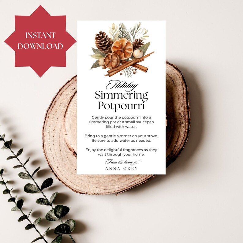 Christmas Potpourri Printable Gift Tag, Editable Label (digital ...