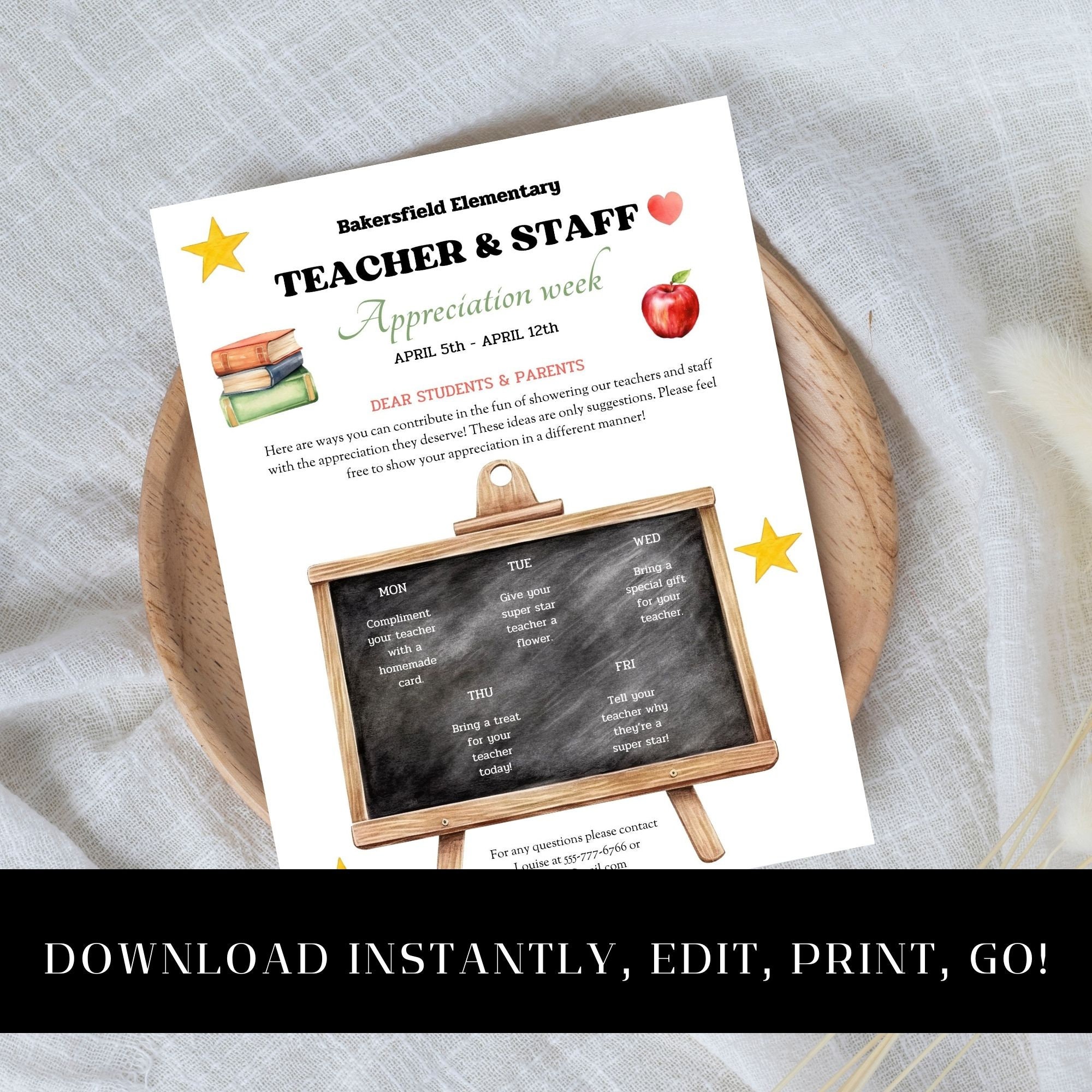 Teacher Appreciation Week Itinerary: Classroom Theme, Editable Canva ...